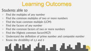 Factors and Multiples | PPTX