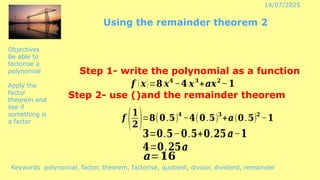 factor-and-remainder-theorem for students | PPTX