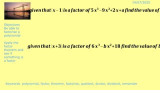 factor-and-remainder-theorem for students | PPTX