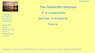 factor-and-remainder-theorem for students | PPTX