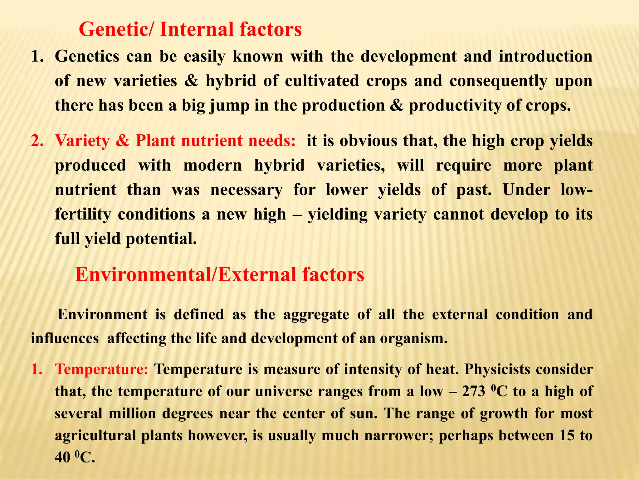 Factor affecting crop production | PPTX