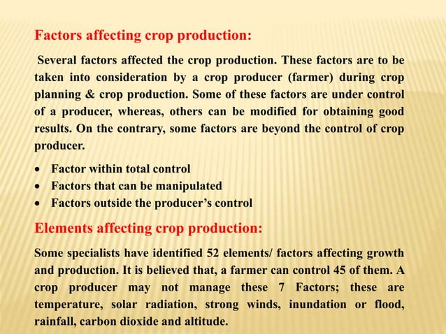 Factor affecting crop production | PPTX