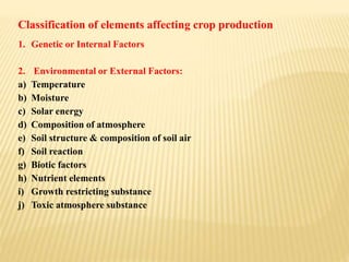 Factor affecting crop production | PPTX