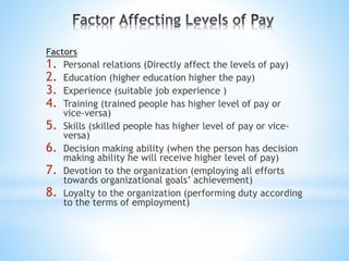 Factors affecting on levels of pay | PPTX