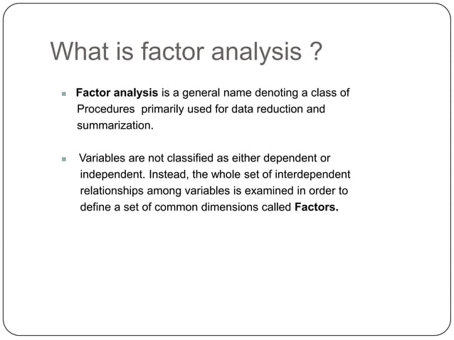 Factor analysis | PPTX