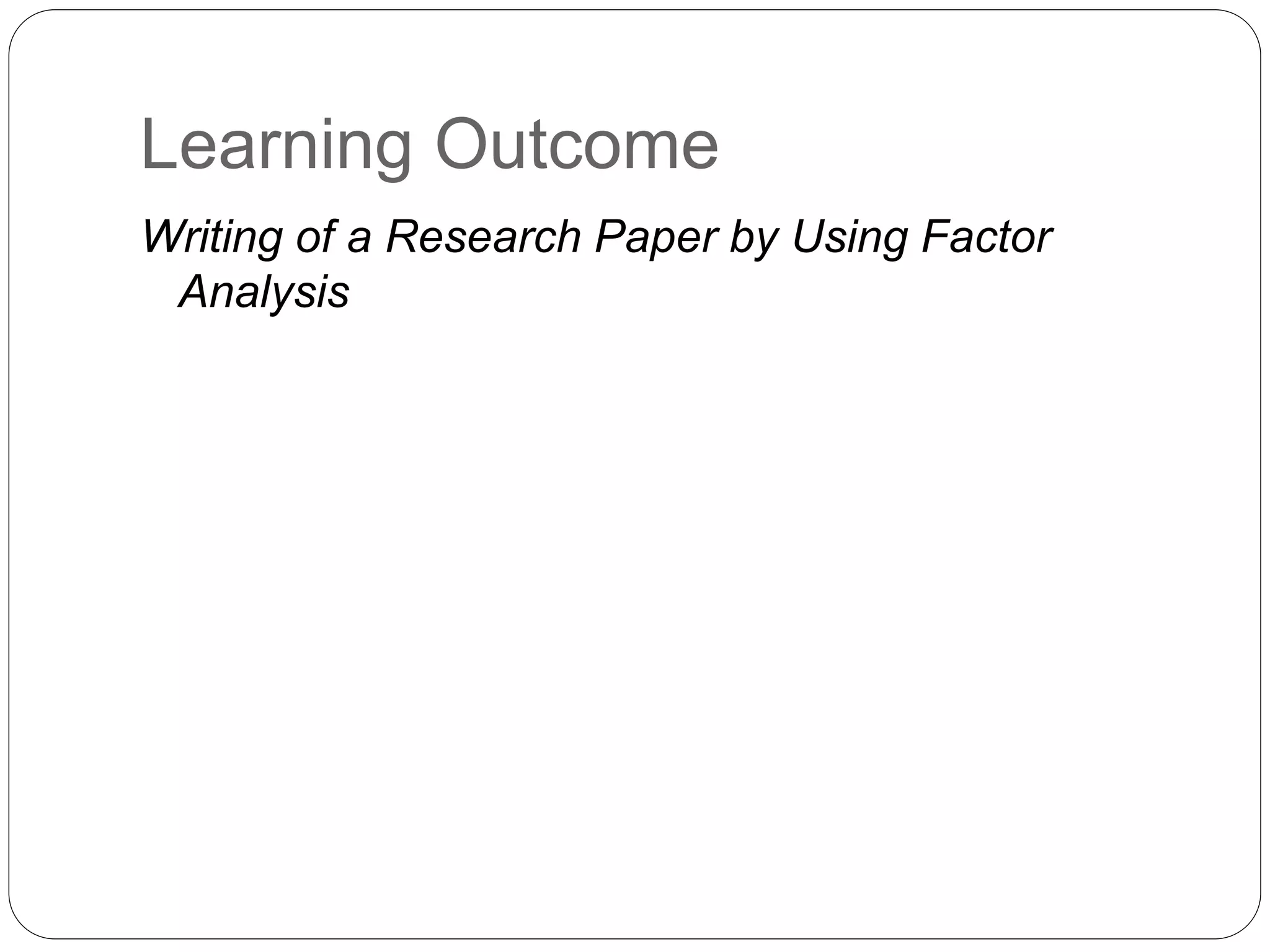 Factor analysis | PPTX