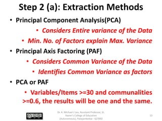 Factor Analysis, Assumptions. Exploratory Factor Analysis and ...