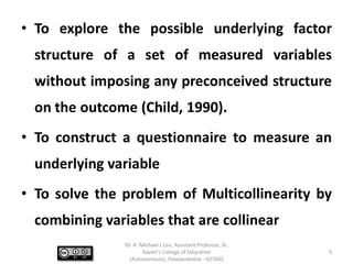 Factor Analysis, Assumptions. Exploratory Factor Analysis and ...