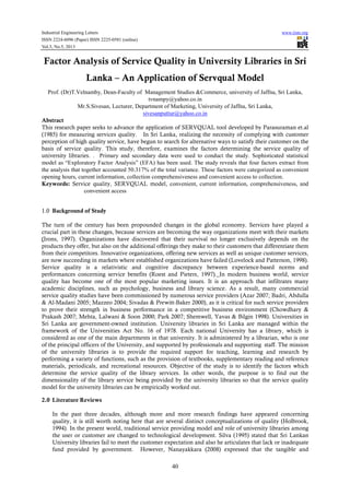 Factor analysis of service quality in university libraries in sri lanka ...