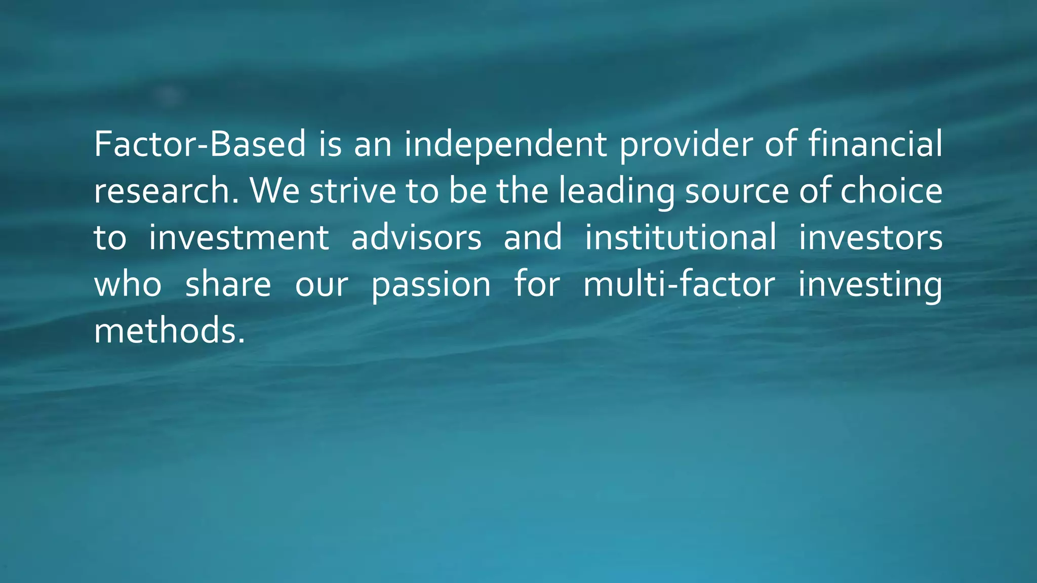 Factor based strategy | PPTX