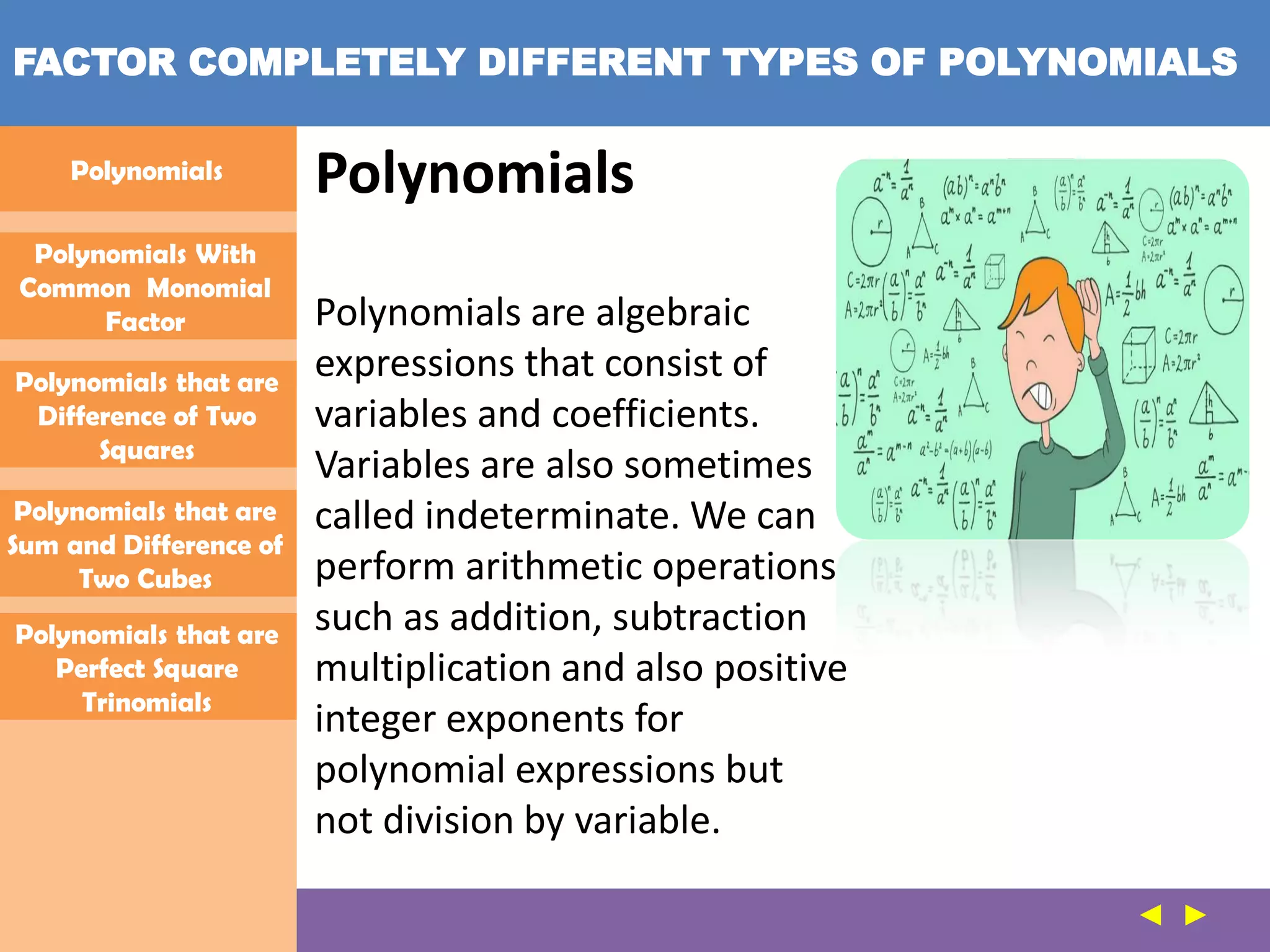 Factor Completely Different Types of Polynomials | PDF