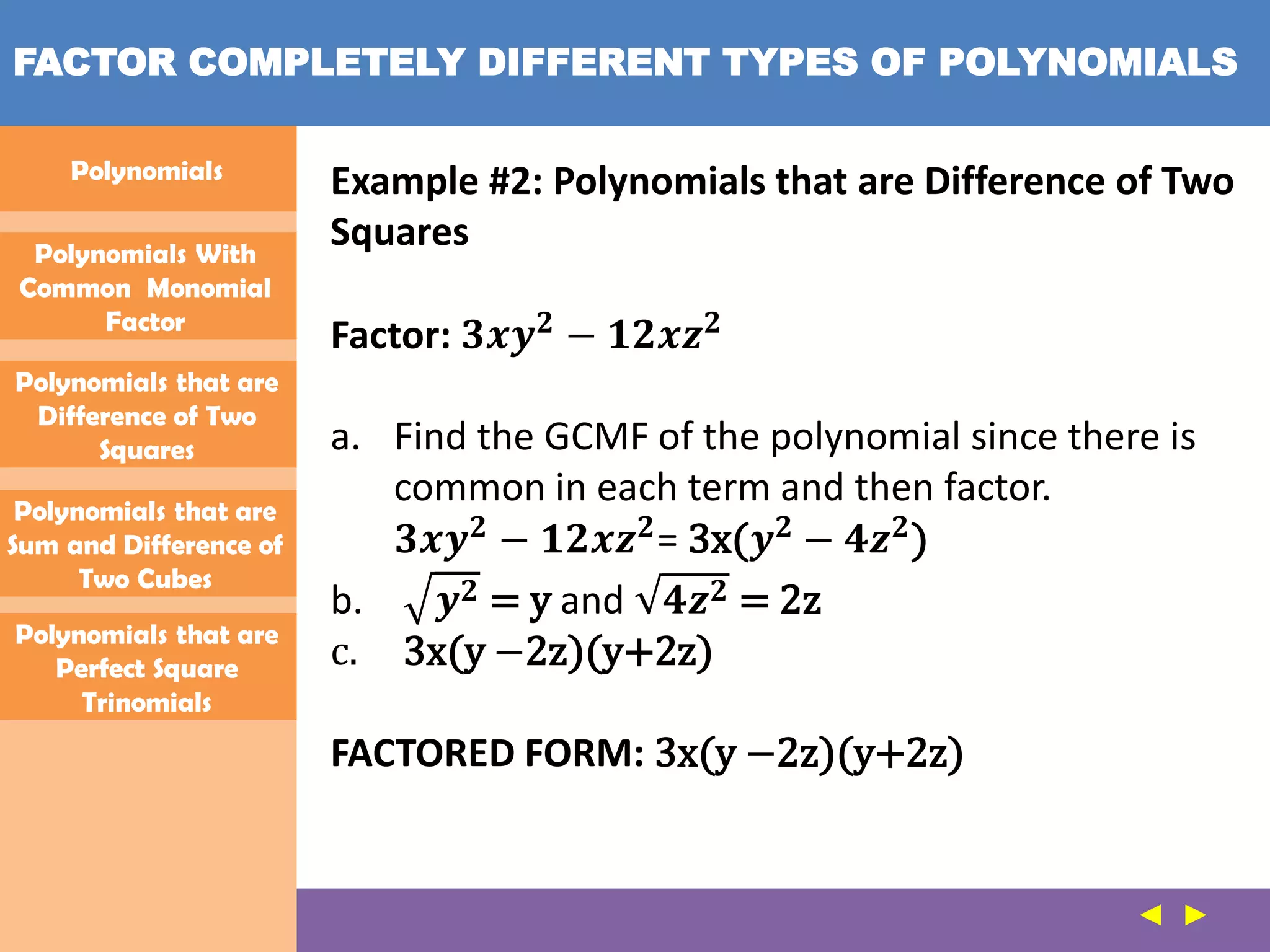 Factor Completely Different Types of Polynomials | PDF