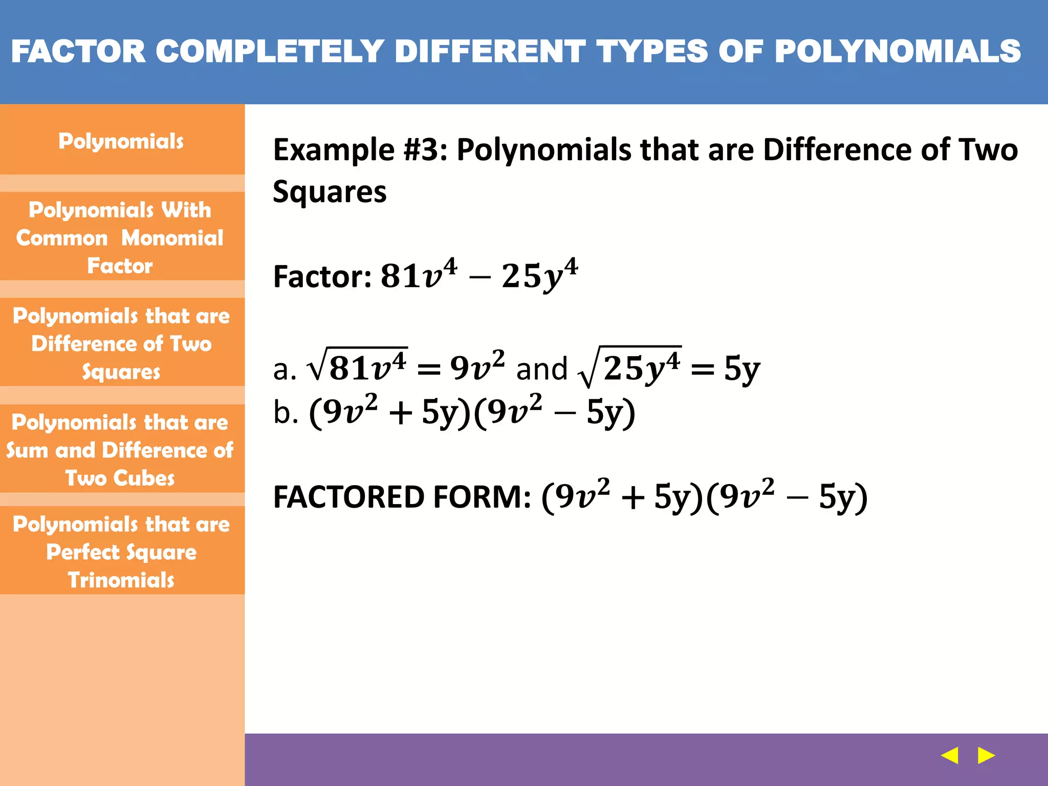 Factor Completely Different Types of Polynomials | PDF