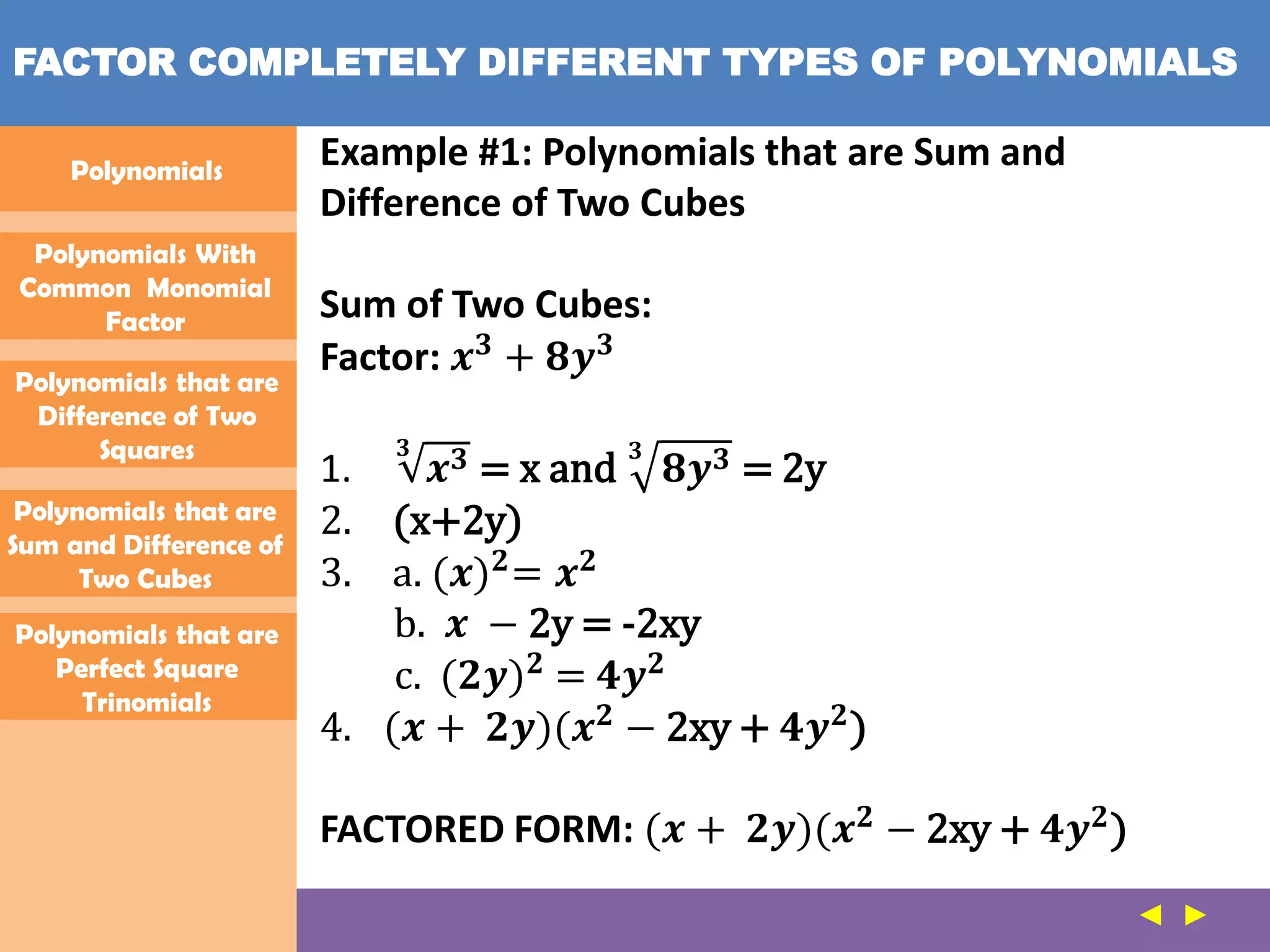 Factor Completely Different Types of Polynomials | PDF