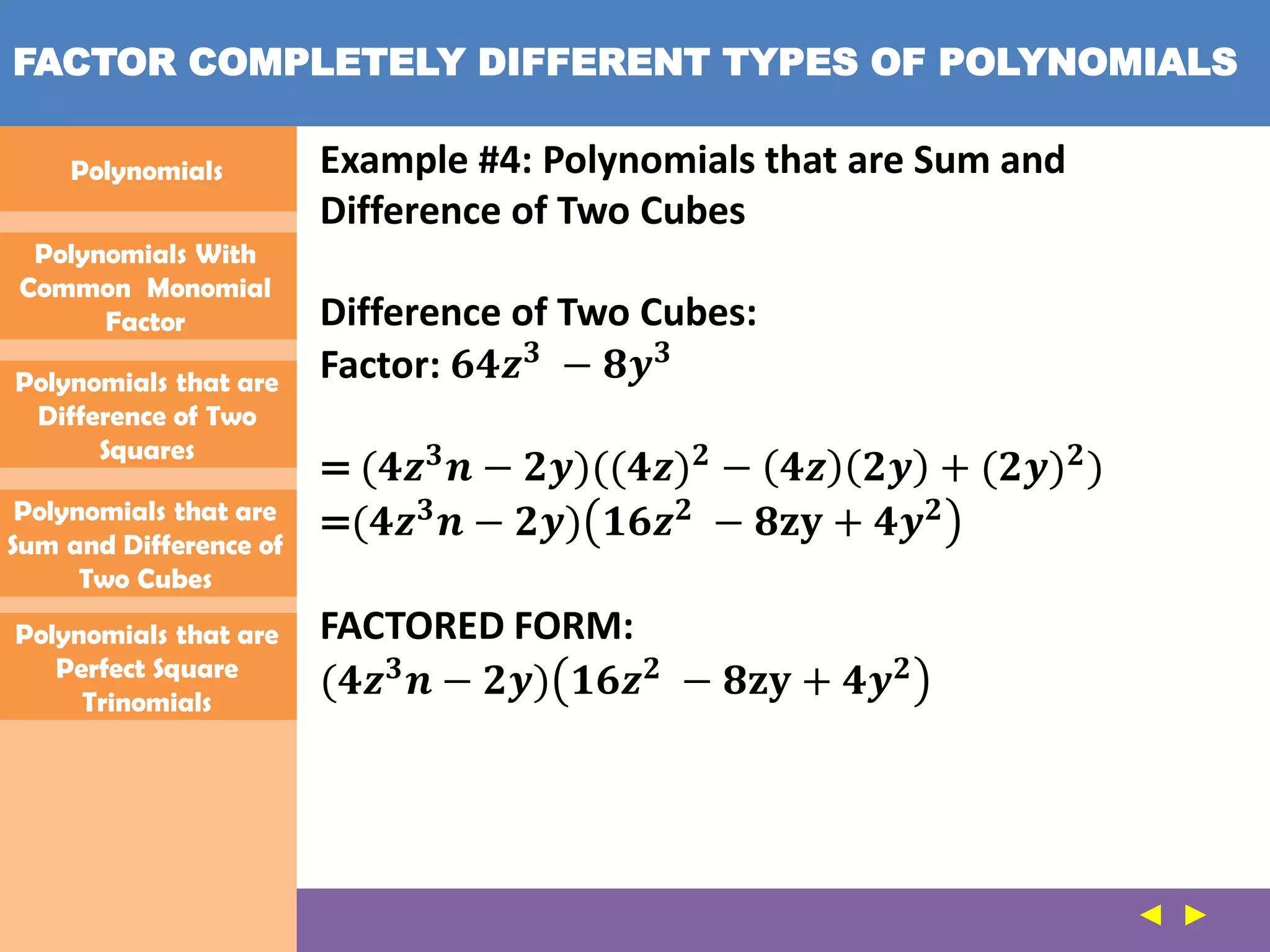 Factor Completely Different Types of Polynomials | PDF