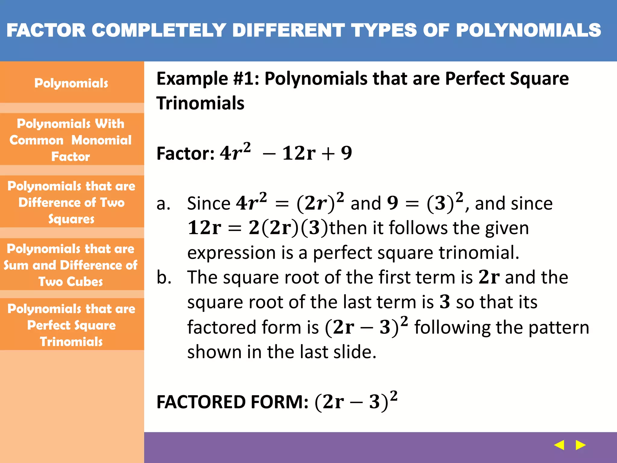 Factor Completely Different Types of Polynomials | PDF
