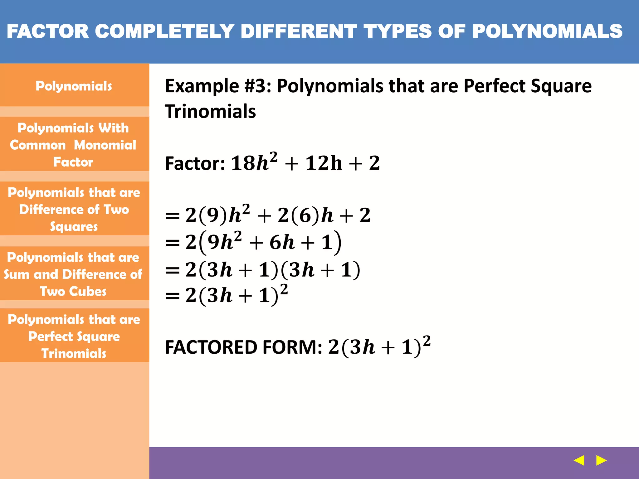 Factor Completely Different Types of Polynomials | PDF