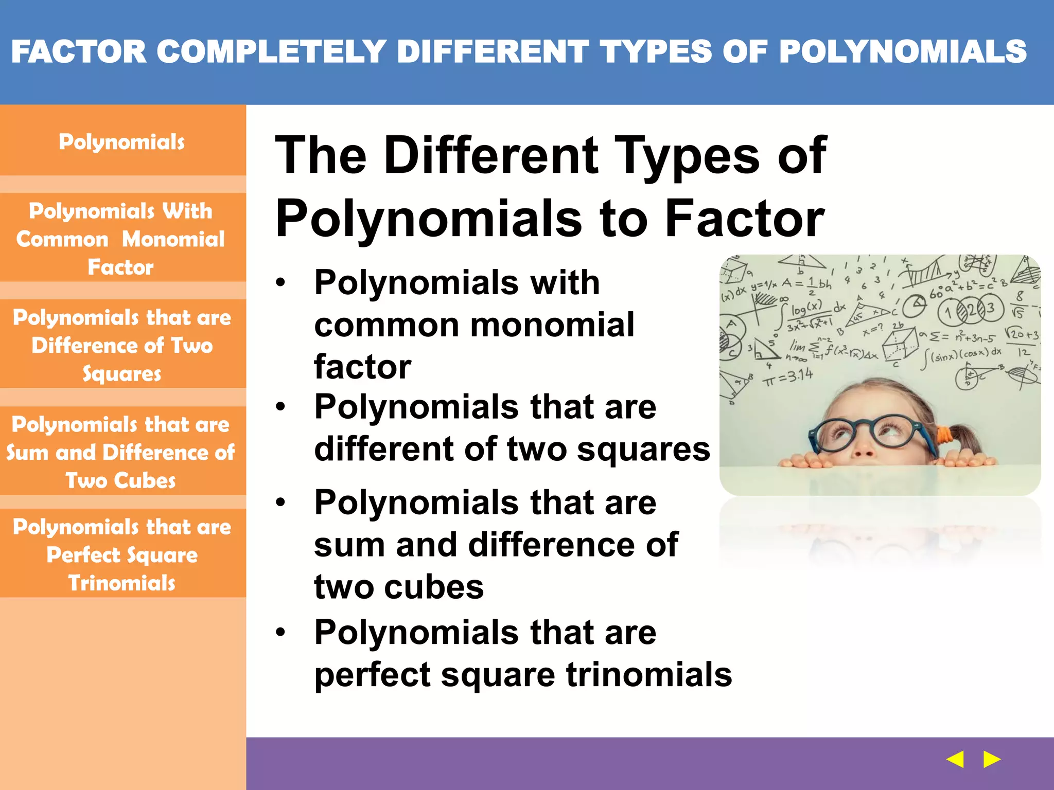 Factor Completely Different Types of Polynomials | PDF