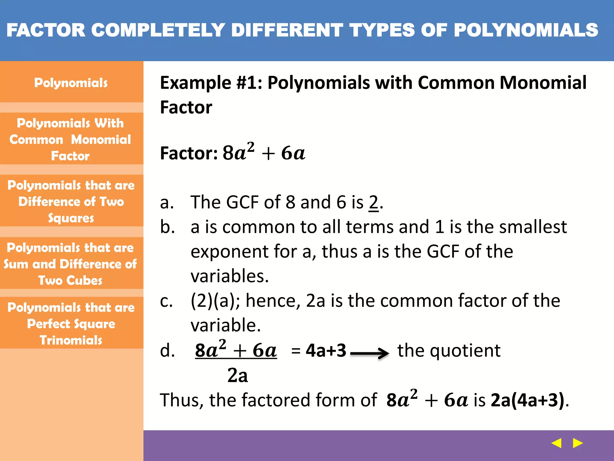 Factor Completely Different Types of Polynomials | PDF