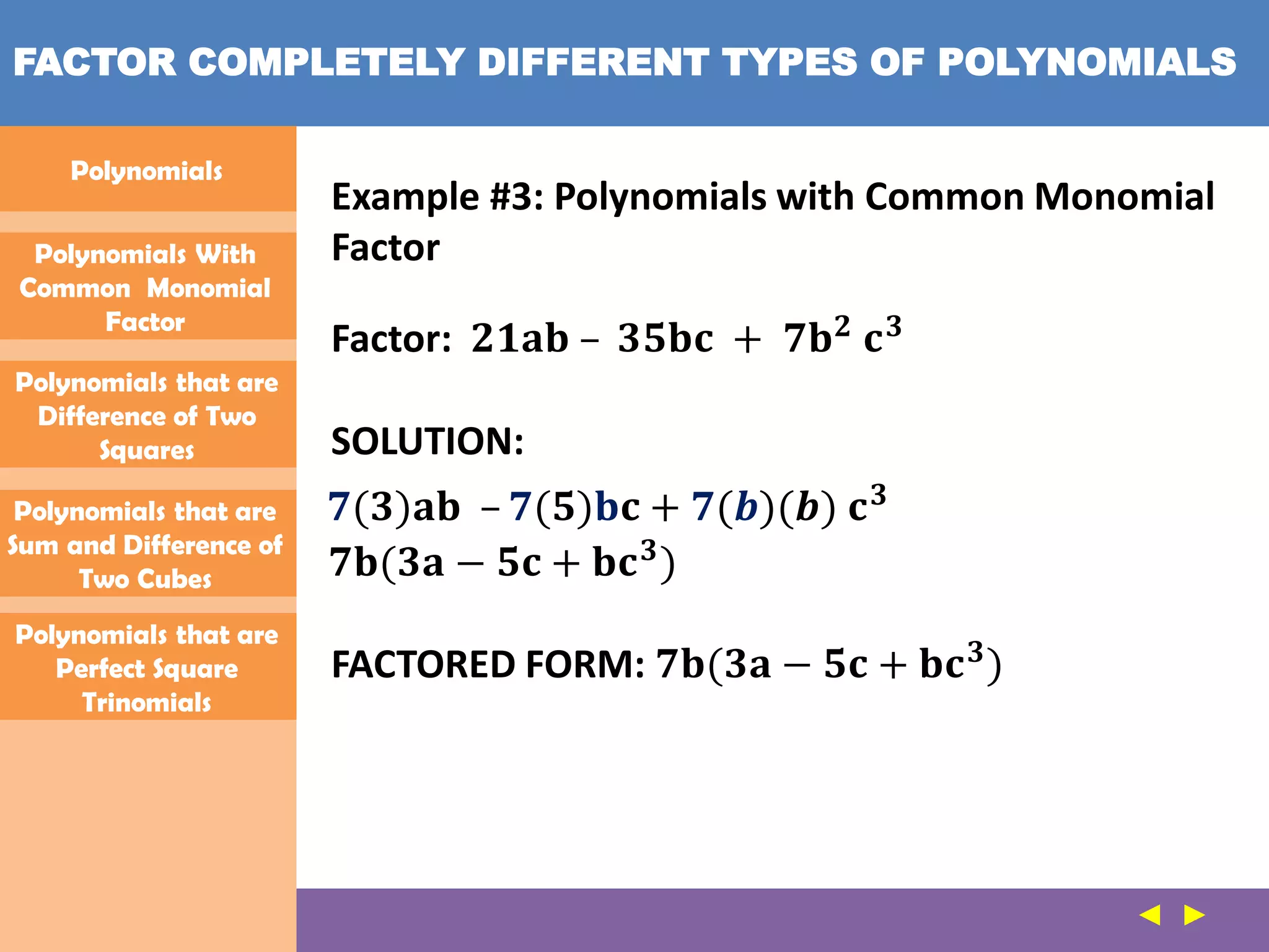 Factor Completely Different Types of Polynomials | PDF