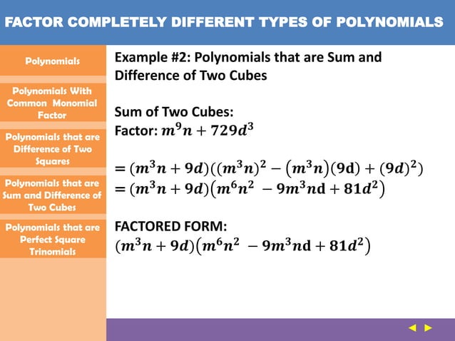 Factor Completely Different Types of Polynomials | PDF