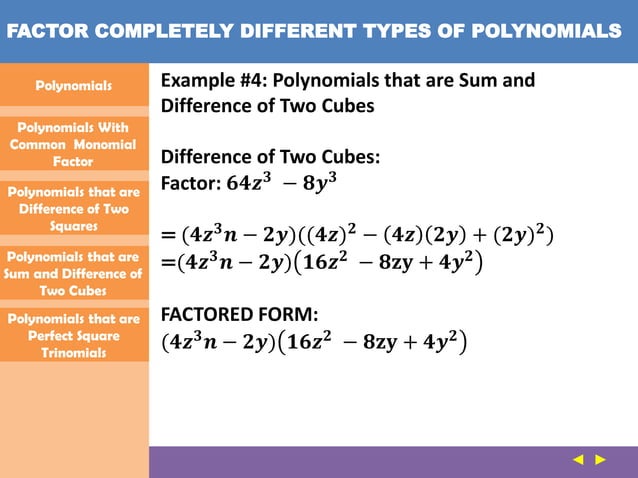 Factor Completely Different Types of Polynomials | PDF