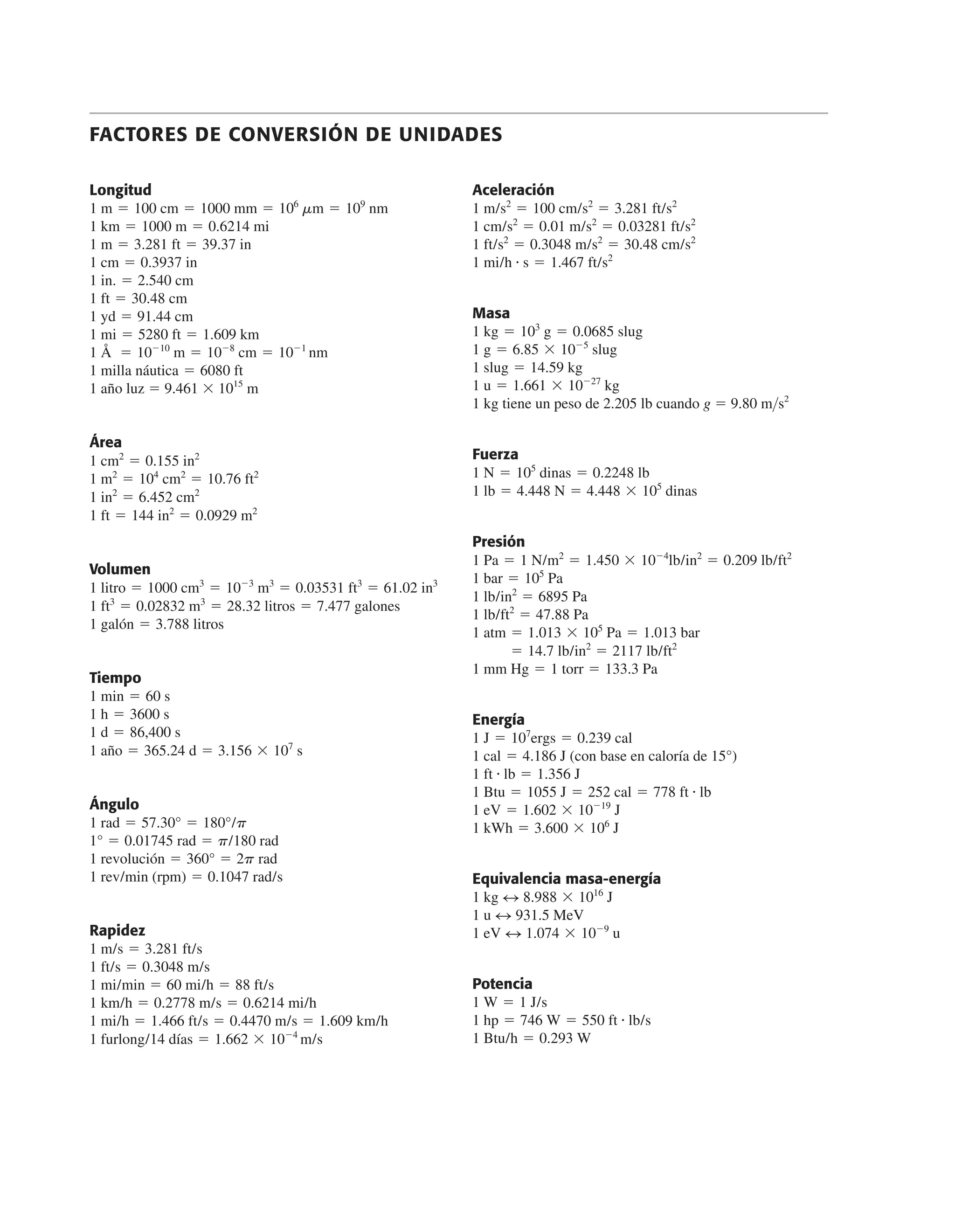 Factores de conversión de unidades | PDF
