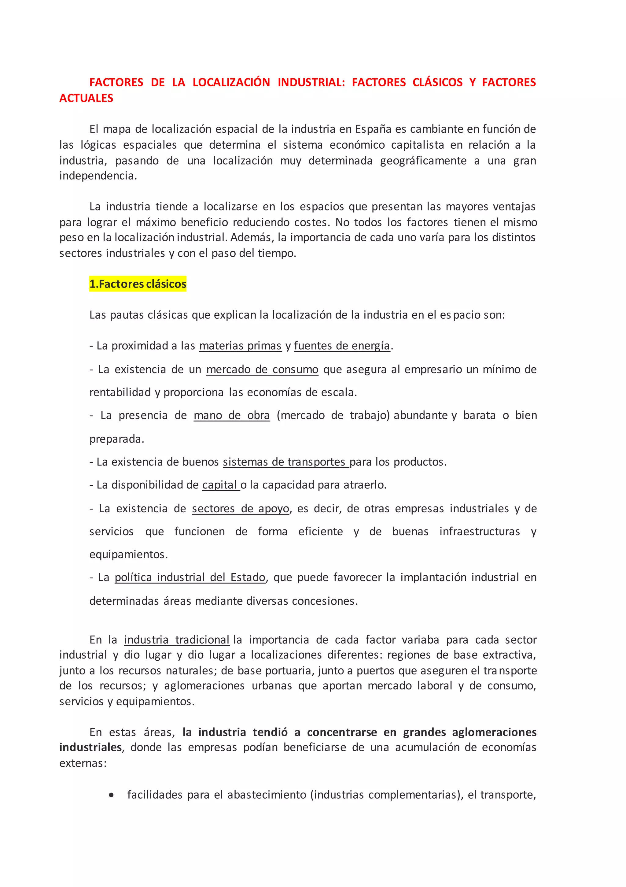 Factores de la localización industrial | PDF