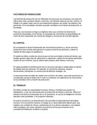 Factores de produccion | DOCX