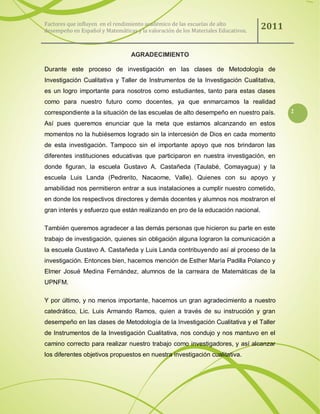 Factores que influyen en el rendimiento académico de las escuelas de ...