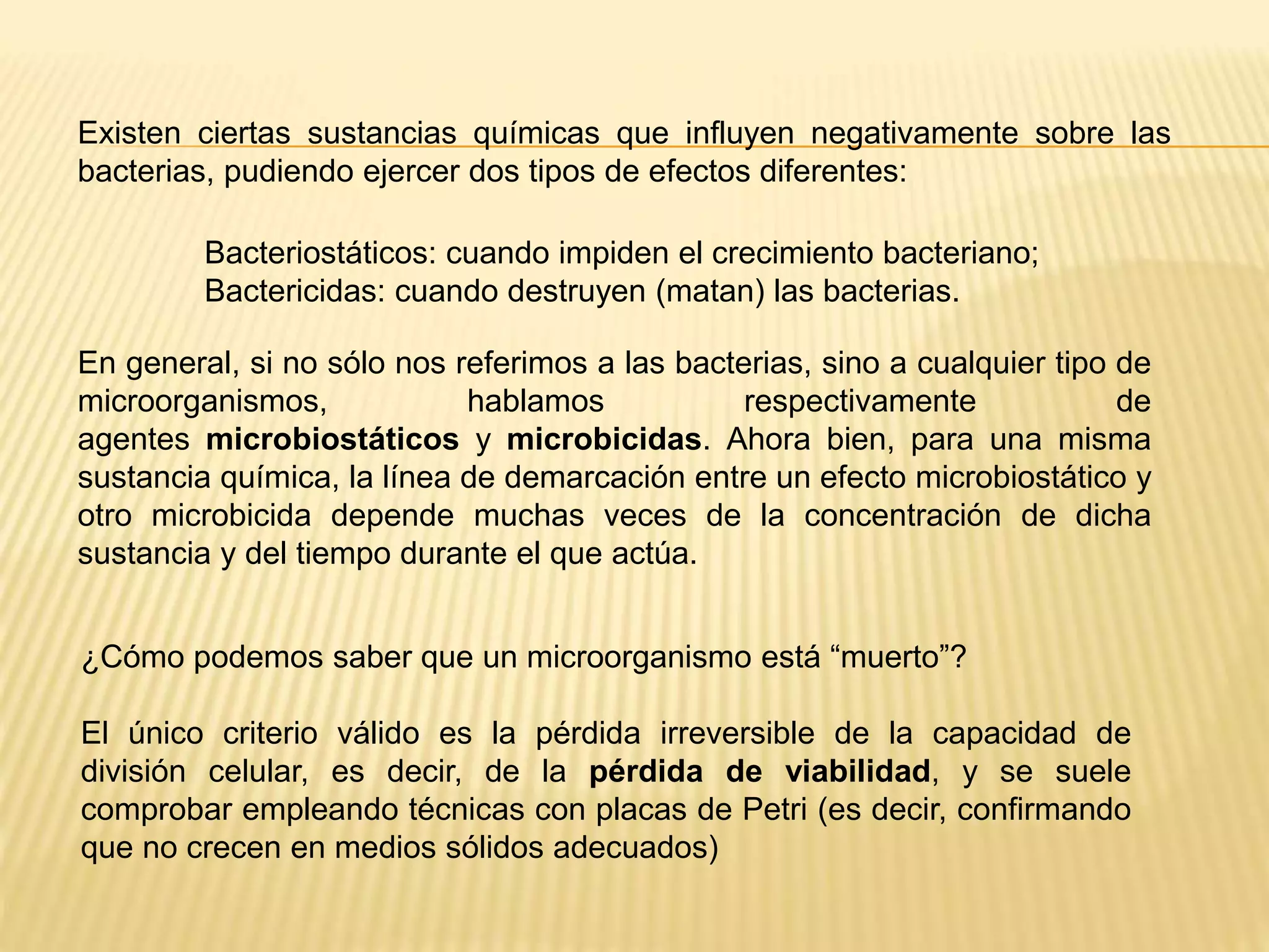 Factores quimicos que influyen en el crecimiento microbiano | PPTX