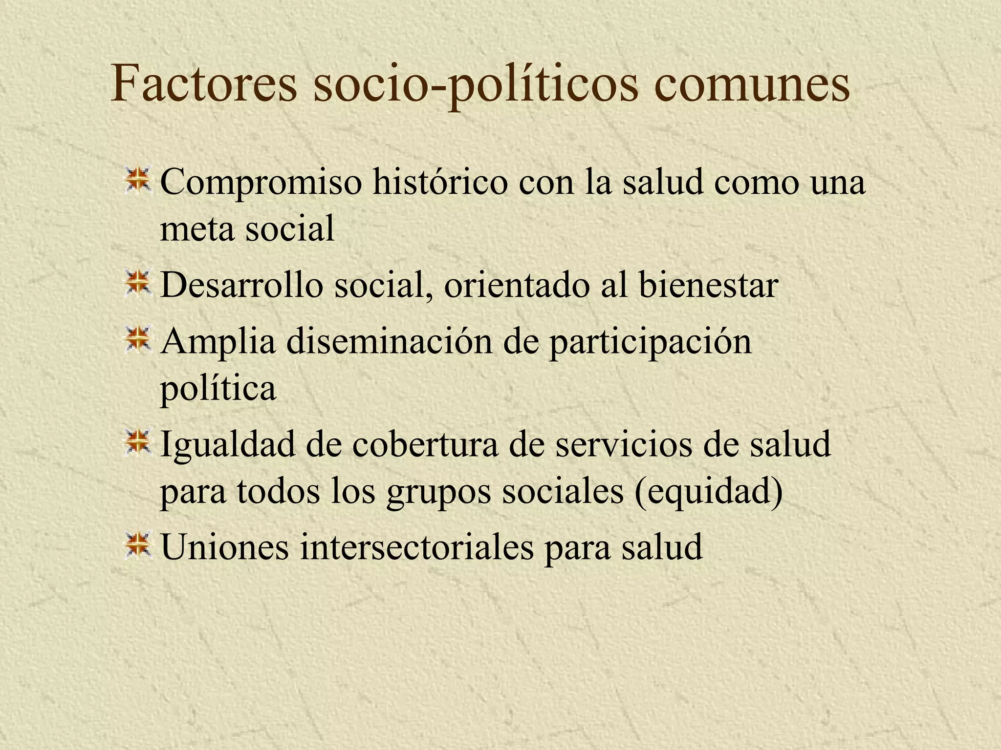 Factores sociales y políticos a la buena salud | PPT