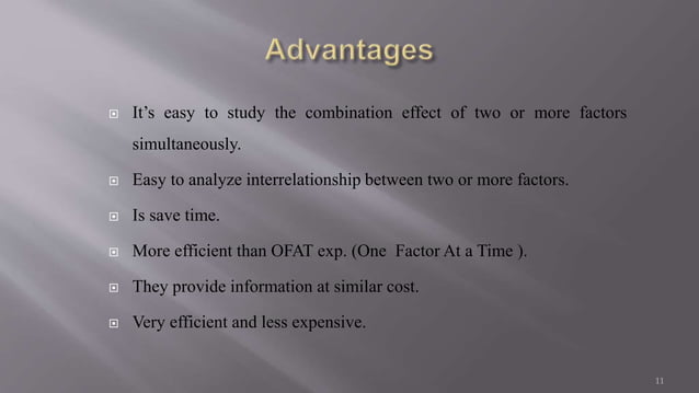 Factorial Design And Application In Formulationpptx Physics Science