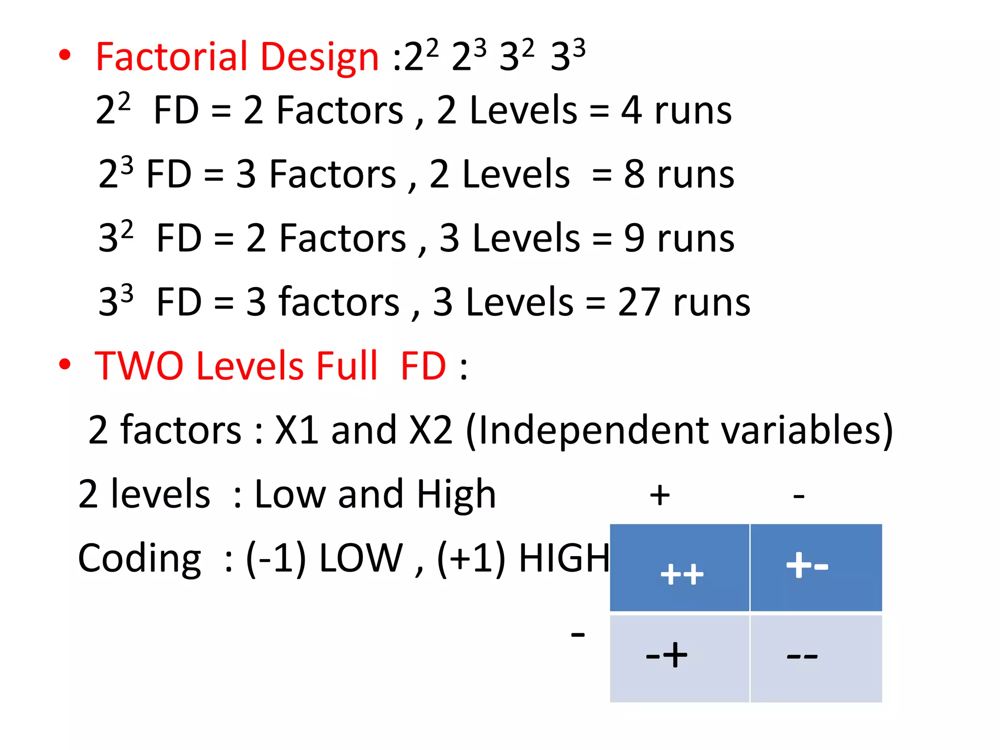 Factorial design ,full factorial design, fractional factorial design | PPTX