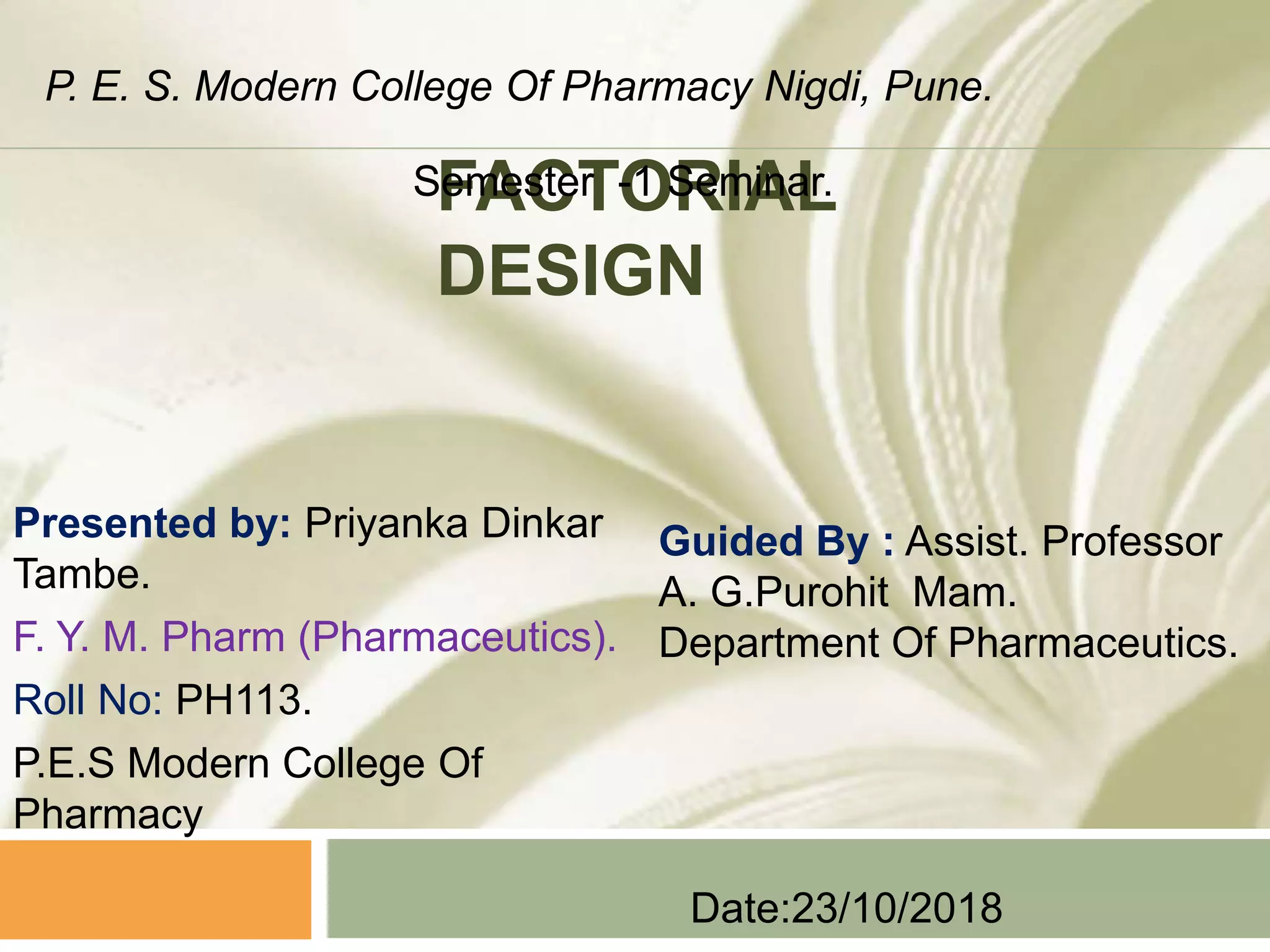 Factorial design \Optimization Techniques | PPTX