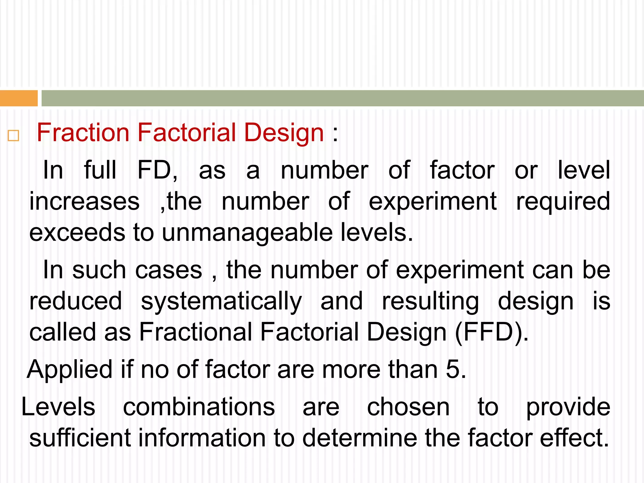 Factorial design \Optimization Techniques | PPTX