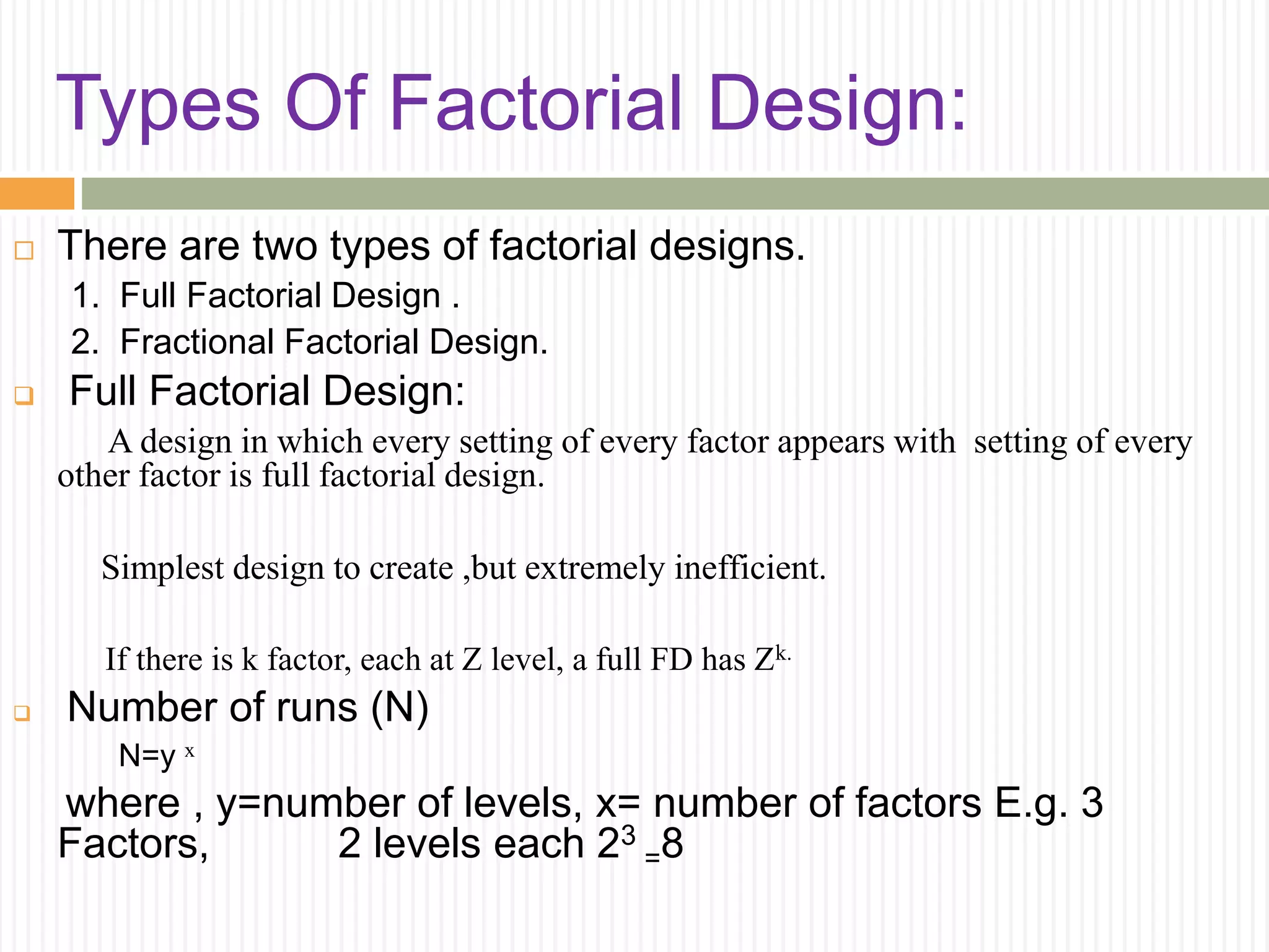 Factorial design \Optimization Techniques | PPTX