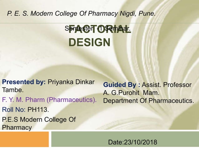 Factorial design \Optimization Techniques | PPTX