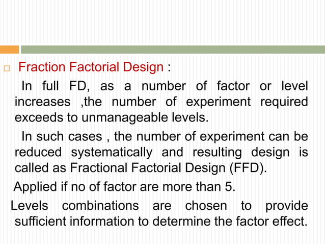Factorial design \Optimization Techniques | PPTX