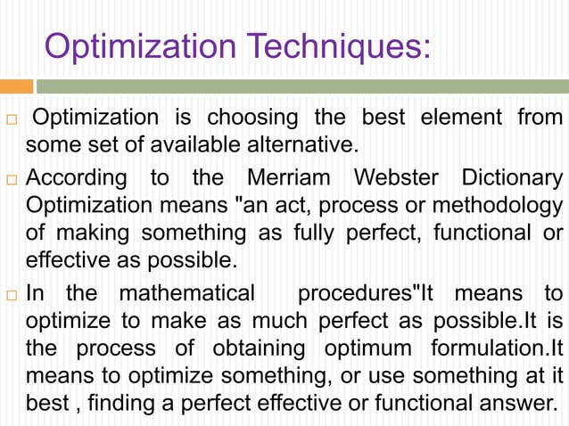Factorial design \Optimization Techniques | PPTX