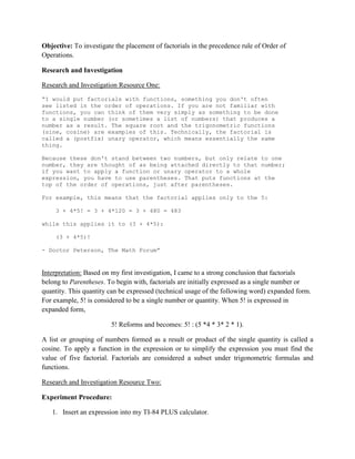 Factorial Investigation | PDF