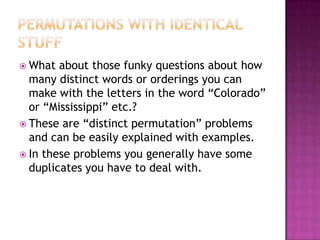 Factorials permutations and_combinations_using_excel | PPTX | Lotteries and Scratchcards | Shopping