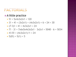 Factorials permutations and_combinations_using_excel | PPT