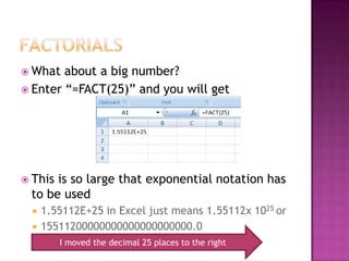 Factorials permutations and_combinations_using_excel | PPTX | Lotteries and Scratchcards | Shopping