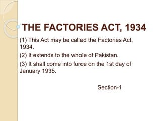 Factories act 1934.l | PPTX