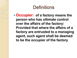 Factories act 1934 | PPTX