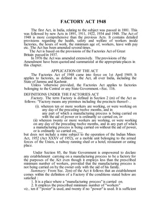 Factories act 1948 | PDF