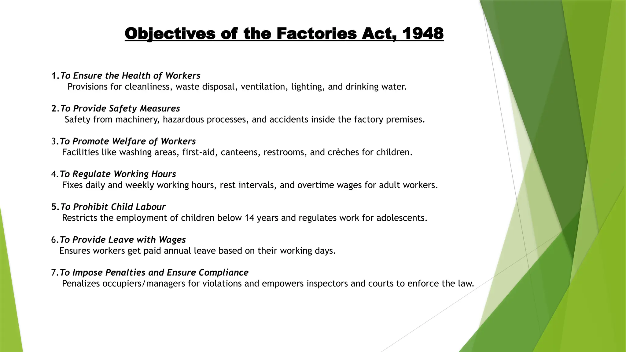 factories act 1948.pptx in india to adding new laws | PPTX