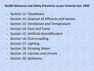 Factories Act,1948 (Part 2) Health Measures | PPTX