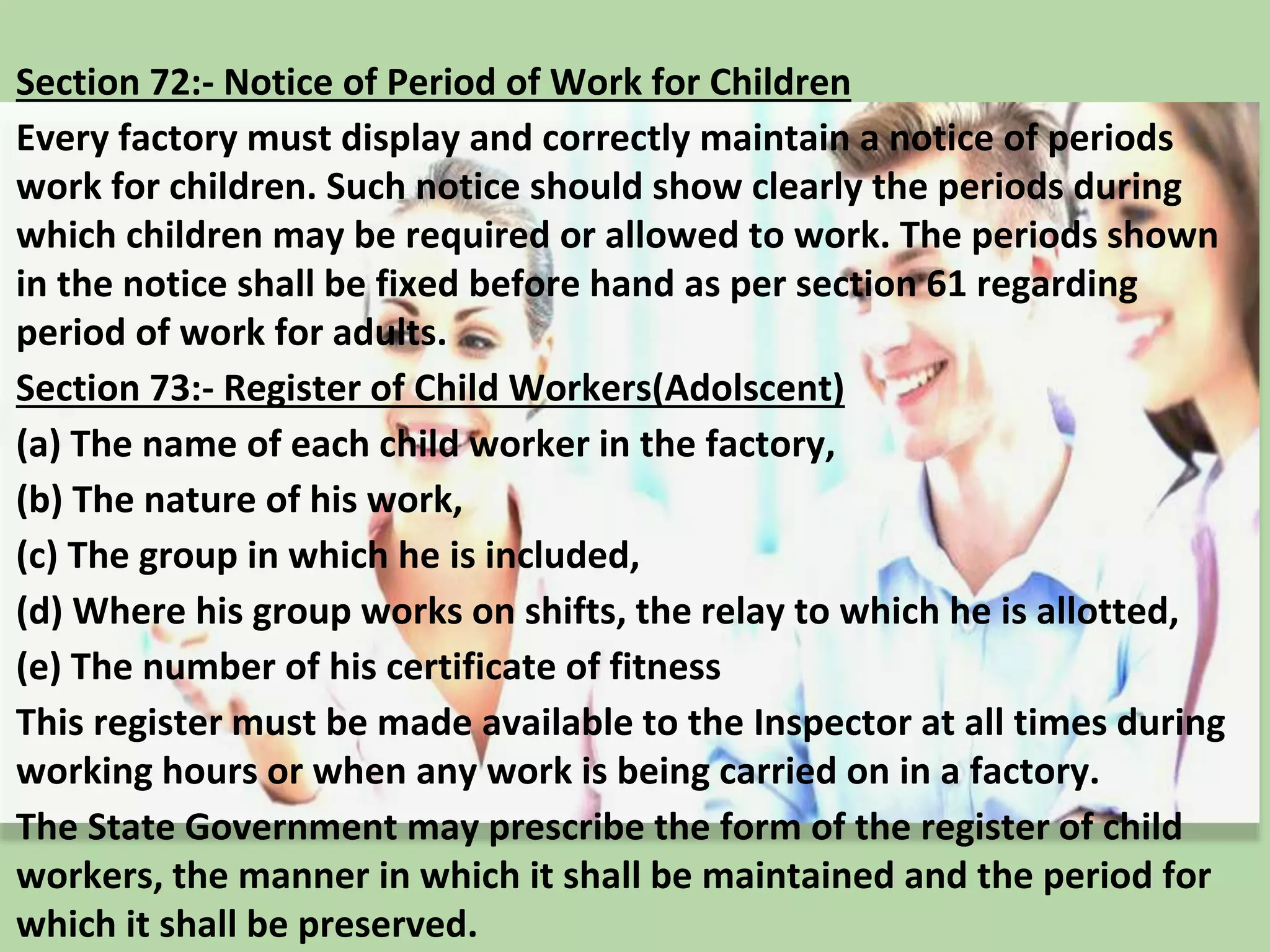 Factories Act,1948 (6) Hazardous Process & Employment of Young Persons ...